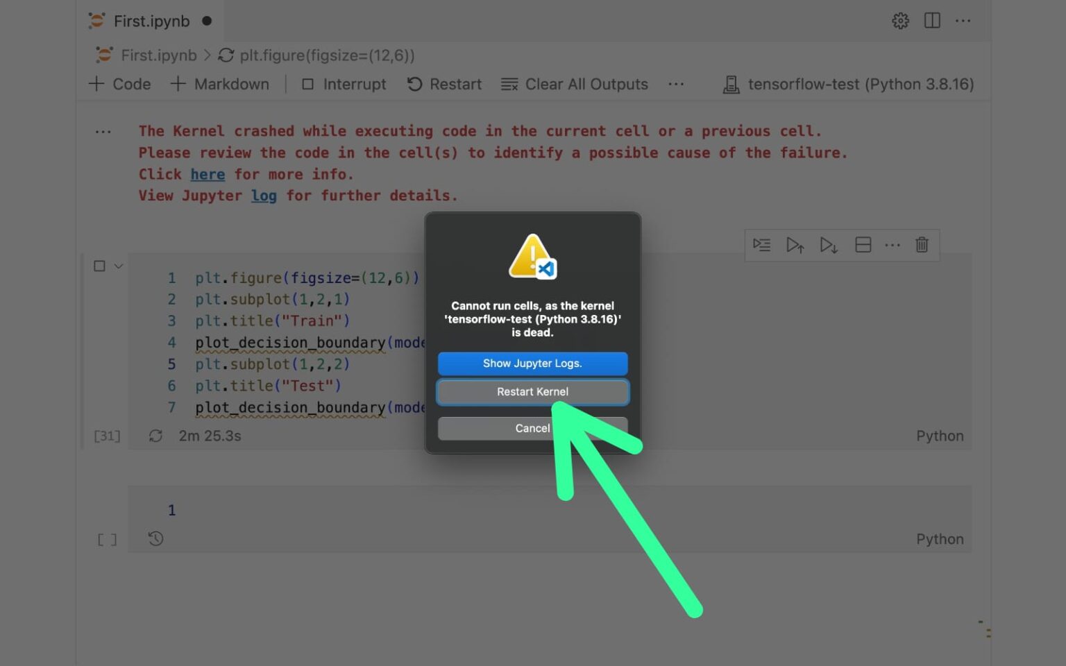 Fixed The Kernel Crashed While Executing Code In The Current Cell Or A Previous Cell Nixloop